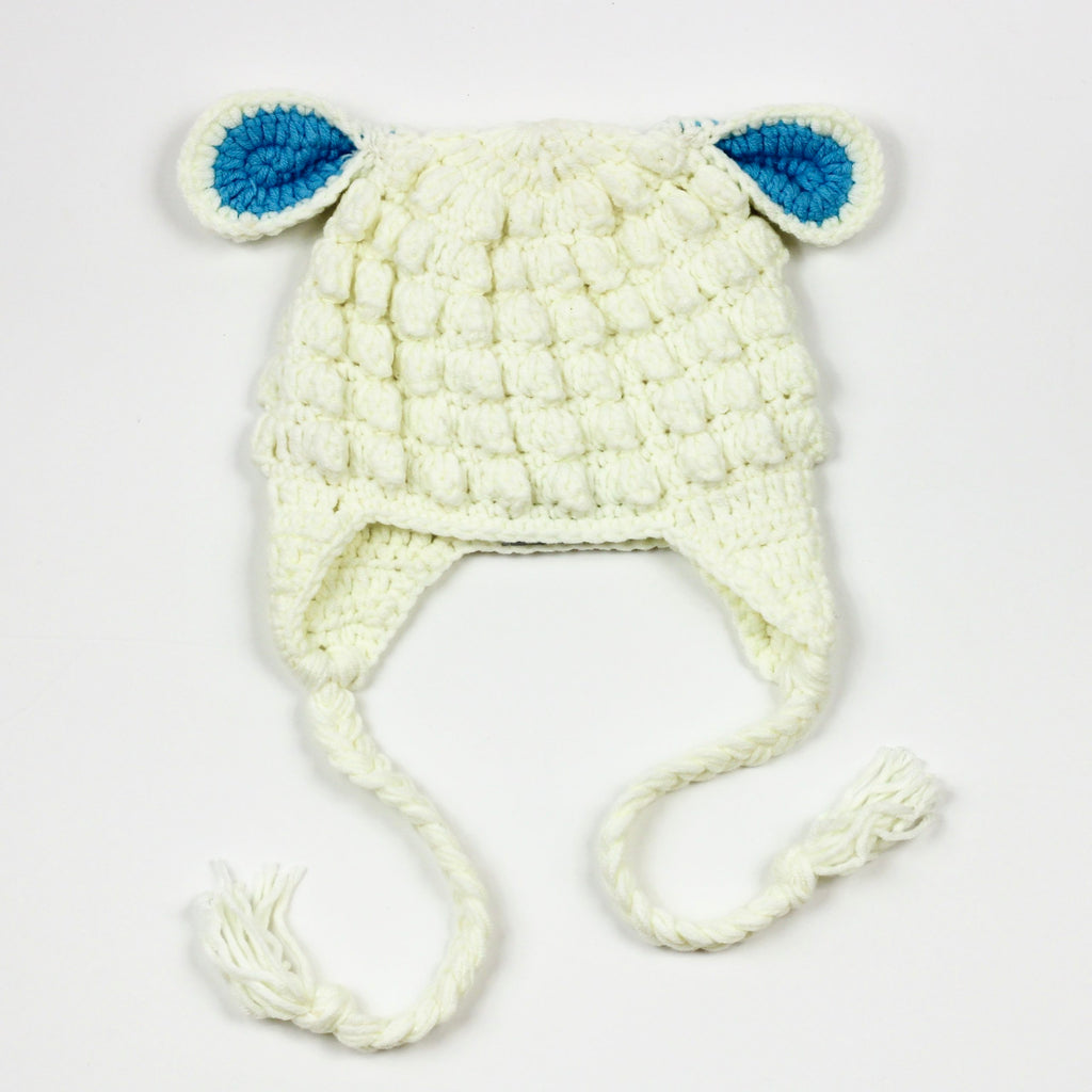 Tinker Tot Baby - Handmade Crochet Beanie – Lamb with Baby Blue Ears – My Little Wardrobe
