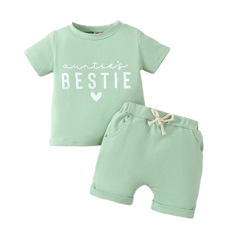Auntie's Bestie Short Set | Green – My Little Wardrobe