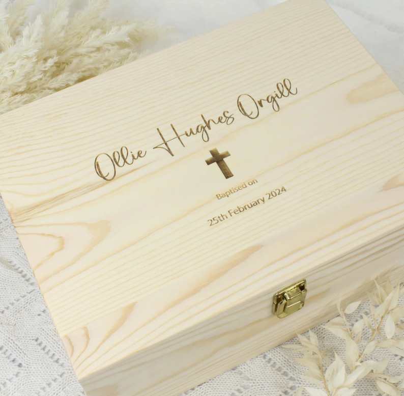 Meridian Etch - Personalised Wooden Baptism Box – My Little Wardrobe