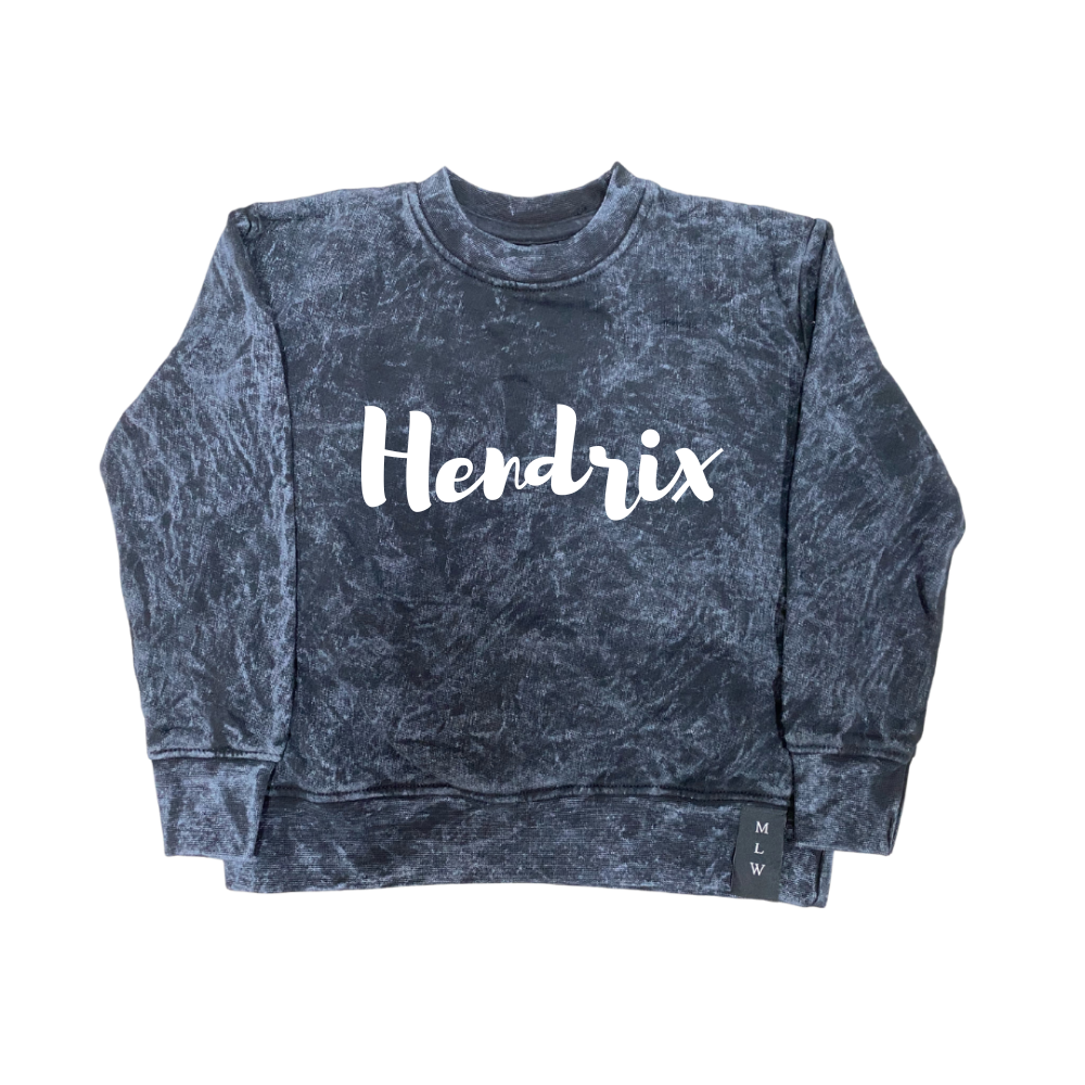 MLW By Design - Personalised Stonewash Crew | Black or Sand – My Little ...